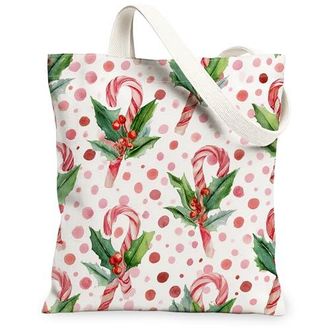 Generic Sacs fourre-tout en toile de vacances, motif canne à sucre dorge, sacs de courses réutilisables, légers et lavables à lépaule pour cadeaux, voyage, pl
