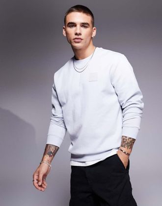 HUGO BOSS Salbo DropNeedle - Sweat ras de cou coupe classique - Gris clair