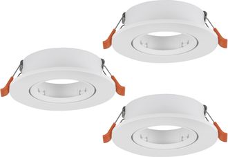 Eglo 3er Set Einbaustrahler Barranco, Spot Deckenleuchte schwenkbar, runder Einbauspot ohne Leuchtmittel, Deckenstrahler aus wei&szlig;em Kunststoff, GU10 Fassun