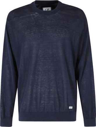 C.P. Company C.p. Company, Homme, Pulls, Bleu, Taille: XL Pull Col Rond en Lin