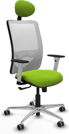 Piqueras y Crespo Neigbarer Schreibtischstuhl Zulema mit wei&szlig;en und schwarzen Armlehnen, h&ouml;henverstellbare Lendenwirbelst&uuml;tze und festes Kopfteil, ausgestattet mit 3 Po