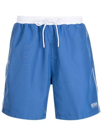 BOSS short de bain &agrave; design colour block - Bleu