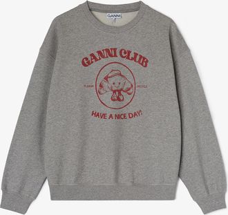 Ganni Sweat-shirt gris Paris Club Coton Biologique - Taille XL - Pour Femme