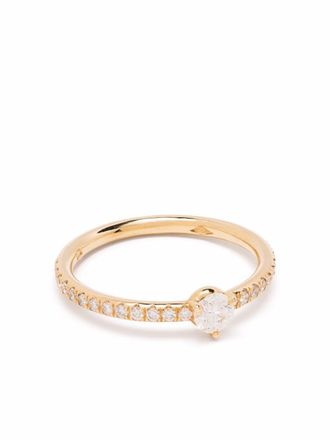 Loyal.e Paris bague en or recycl&eacute; 18ct pav&eacute;e dun diamant solitaire - Jaune