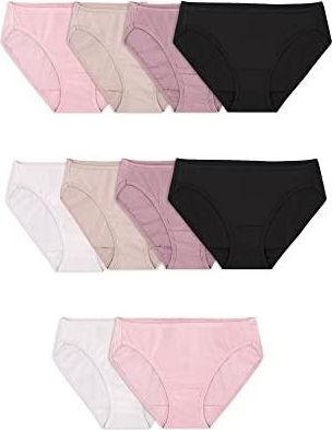 Fruit Of The Loom Eversoft Bikini Underwear, Tag Free & Breathable sous-v&ecirc;tement de Style, Lot de 10 Tons de Coton Assortis, Femme