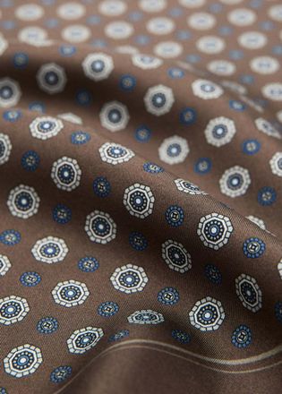 Mango Foulard 100 % soie imprim&eacute; marron - Homme - Taille unique - MANGO MAN