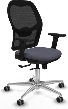 Piqueras y Crespo Jorquera Lumbal-Stuhl mit 2D-Armlehnen, ausgestattet mit Syncro/Traslack und injiziertem Schaum. Mit Rollen von 65 mm Parkett. Schwarz/Dunkelgrau