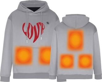 Generic Sweat &agrave; capuche unisexe d&eacute;contract&eacute; &agrave; 5 chauffages USB pour la Saint-Valentin 2026 (3), gris, 5XL