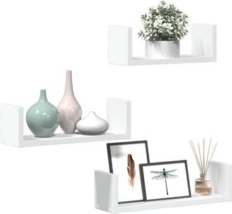 Generic 3X Wandregal U-f&ouml;rmig, H&auml;ngeregal, Lounge B&uuml;cherregal, Wandboard Dekoregal, Schweberegal, CD/DVD Regal, Wand Deko, Holzwerkstoff(Sonoma-Eiche 60x15x10