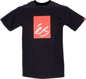eS Schwarzes Rundhals-T-Shirt Regular Fit - - Tops - Herren - Schwarzk - M