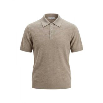 Daniele Fiesoli Homme, Tops, Beige, Taille: L Polo Lino Cotone