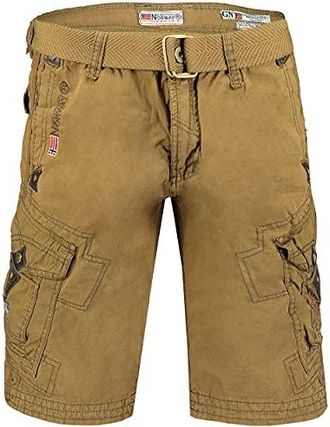 Geographical Norway Peanut Men - Bermuda Homme Casual Coton - Short Hommes Sport Cargo - Bermudas Respirant Décontracté Chino - Shorts Court A Ceinture - Coupe Normale Co
