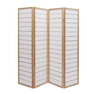 Miliboo Japanischer Paravent helles Holz und Reispapier GIBON