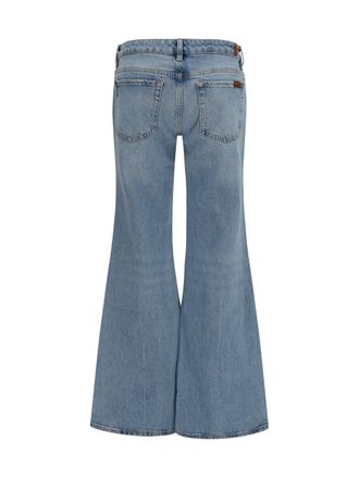 7 For All Mankind Womens Low-Rise Five-Pocket Jeans Blue Cotton