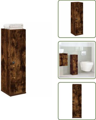 vidaXL The Living Store - vidaXL Badezimmerschrank mit Rollenhalter R&auml;uchereiche 20,5x22x72 cm