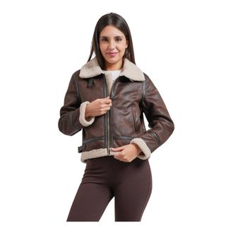 Yes-Zee Veste Teddy courte - Femme - Vestes - Brun - Taille: 42 FR