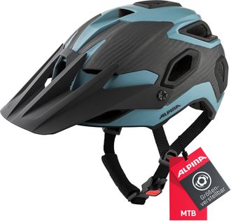 Alpina Alpina ROOTAGE - Extrem Robuster, Carbonfaser-Verstärkter Enduro & Trail Fahrradhelm Mit Kühlenden Polstern Für Erwachsene, Dirt-Blue matt, 52-57 cm