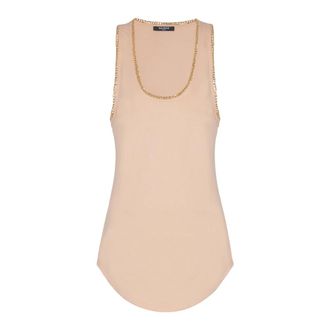 Balmain Flie&szlig;endes Jersey-Top it Ketten - - Tops - Damen - Beige - XL