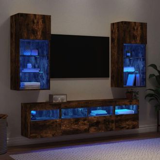 vidaXL Vidaxl - 5-tlg. Wohnwand mit LED-Beleuchtung R&auml;uchereiche Holzwerkstoff