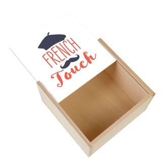 Fabulous Box aus Holz - French Touch Franz&ouml;sisches Foto Schnurrbart Barett (11 x 11 x 3,5 cm)