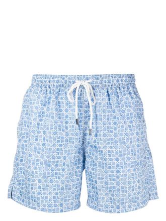 Fedeli short de bain &agrave; imprim&eacute; g&eacute;om&eacute;trique - Bleu