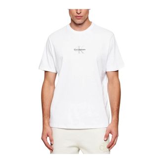 Calvin Klein Jeans Homme, Tops, Blanc, Taille: M T-shirt &agrave; manches courtes et col rond en coton
