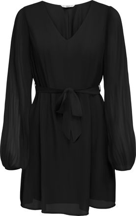Only Damen Kleid ONLSTAR Life L/S Plisse Sleeve Dress PTM 15305846,Schwarz,XS