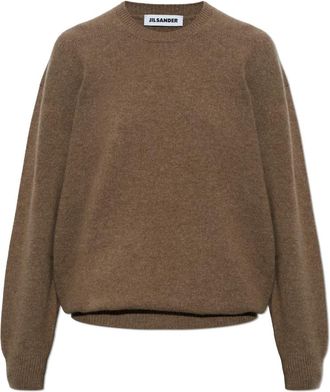 Jil Sander Wollpullover mit Rundhalsausschnitt - - Knitwear - Damen - Braun - L