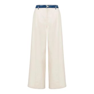Moschino Strukturierte Elastische Baumwollweite Bein Jeans - - Trousers - Damen - Wei&szlig; - S