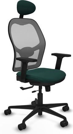 Piqueras y Crespo B&uuml;rostuhl mit 2D-Armen, h&ouml;henverstellbarer Lendenwirbelst&uuml;tze und festem Kopfteil, ausgestattet mit Syncro/Traslack und injiziertem Schaumstoff, Grau/