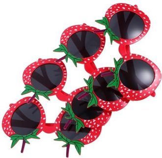 BESPORTBLE Lot de 4 Lunettes de Soleil Fraise en ABS L&eacute;ger et R&eacute;sistant Lunettes Fantaisie Color&eacute;es pour F&ecirc;te dAnniversaire et Carnaval Accessoires Amusants pour
