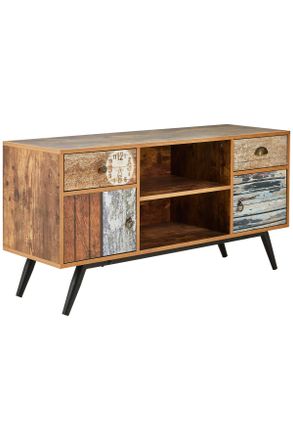 CARRYHOME Lowboard, Hellgrau, Rost, Hellbraun, Metall, Vintage, 2 F&auml;cher, 2 Schublade(n) Schubladen, 120x60x39 cm, Typenauswahl, Beim&ouml;bel erh&auml;ltlich, stehend, W