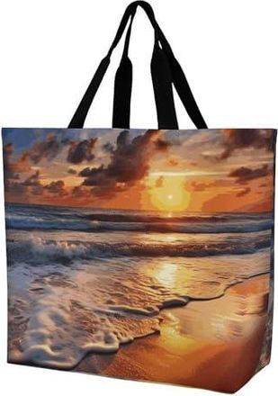 Generic Lever De Soleil Sur La Plage Sac Fourre-Tout L&eacute;ger Tote Bag Grand Sac Courses Pour Universit&eacute; Travail Shopping