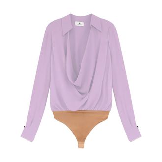 Elisabetta Franchi Femme, Tops, Violet, Taille: 40 FR Bodysuit en georgette de viscose