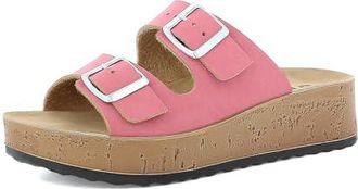 Inblu Sandales pour Femme avec Double Bande et Boucles réglables, Platform légère, Semelle rembourrée du 35 au 41 Glissante, Fuchsia, 40 EU