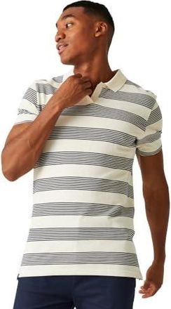 Regatta Polo Tempete à manches courtes pour homme, Blanc antique/rayures bleu marine, L
