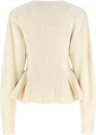 Rotate Jewel-Button Ribbed Cardigan - Cream