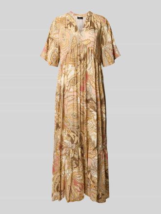Monari Maxikleid aus Viskose mit Tunikakragen