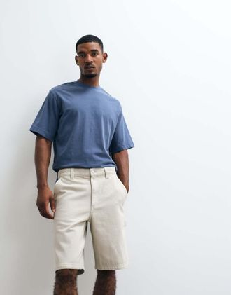 Cotton On Short style workwear coupe baggy &agrave; carreaux - Taupe-Neutre