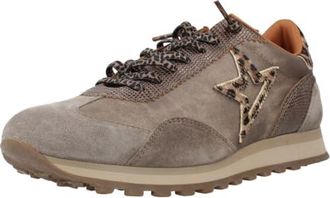 Cetti Chaussures décontractées en cuir et maille, imprimé animal, cordon élastique, semelle en caoutchouc, pour femme, Vieux rose, 36 EU