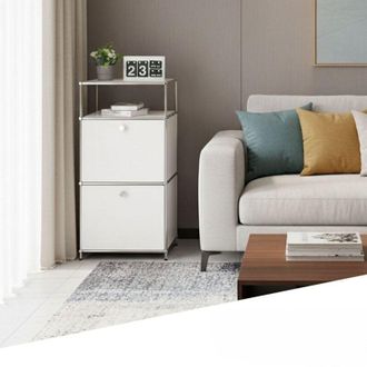 Floordirekt Étagère métal chromé design épuré, Concept Epuré MK-120, L50 × P40 × H100 cm, Blanc