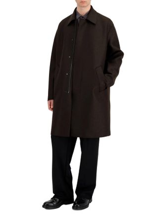 Harris Wharf London Mens Manteau Zipp&eacute; Harris Wharf London En Laine Press&eacute;e Brun Fonc&eacute; Brown Coat
