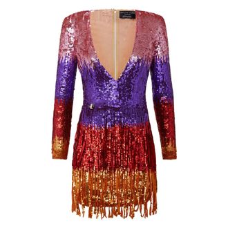 Philipp Plein Femme, Robes, Multicolore, Taille: 42 FR Fringed Sequins Dress