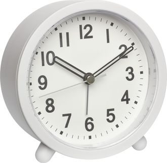 TFA Dostmann Wecker batteriebetrieben analog, 60.1043.02, ohne Tickger&auml;usche, mit Hintergrundbeleuchtung, Tischuhr, inkl Weckalarm mit Snooze, Retro, wei&szlig;