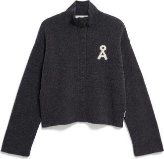 Armedangels Damen Strickjacke aus Bio-Woll Mix Iconic &Aring; RAMONAA BOUCL&Eacute; Oversized Fit Steel Melange-oatmilk