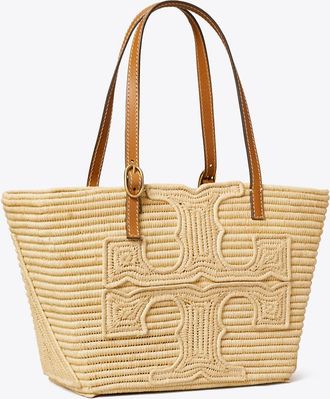Tory Burch Damen Small Ella Handwoven Raffia Tote