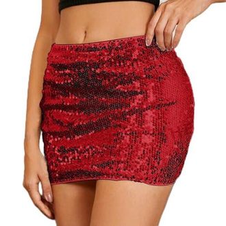 Generic Jupe de perles scintillantes pour les occasions festives, les performances s&eacute;duisantes comme tenue de f&ecirc;te courte, rouge, XL