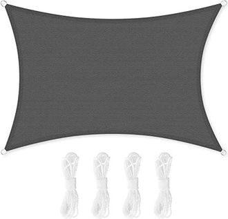 Songmics Sonnensegel 3 x 4 m, Sonnenschutz aus reißfestem HDPE-Kunststoff, wetterbeständiger UV-Schutz, luftdurchlässig, Garten, Balkon, Terrasse, Camping, rec