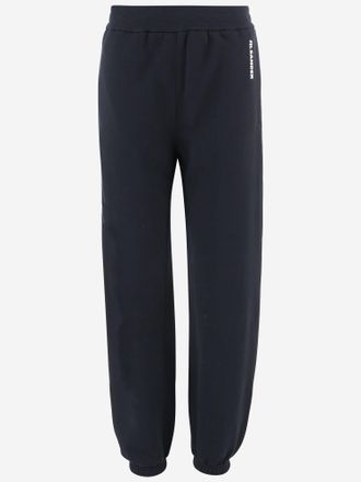 Jil Sander Womens Cotton Trousers With Logo, Navy
