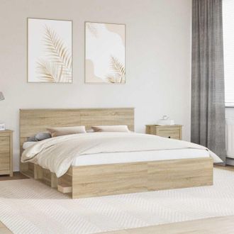 vidaXL vidaXL Cadre de lit avec t&ecirc;te de lit Sonoma 180 x 200 cm Pin massif